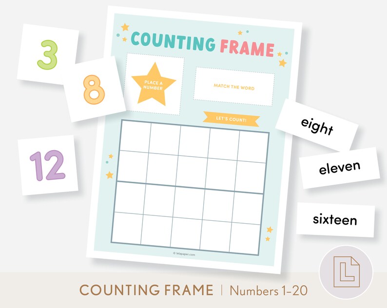 Kids Counting Number Frame Mat Printable | Ten Twenty Frame Board ...