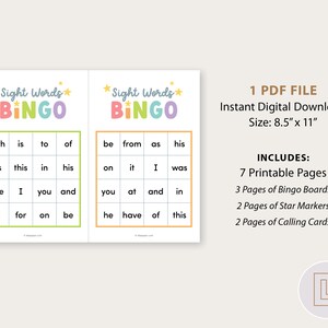 Sight Words Bingo Printable Game | Fry's First 25 Sight Words Learning ...