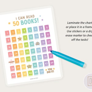 Book Reading Chart for Kids | Reading Log Tracker | 50 100 Books ...