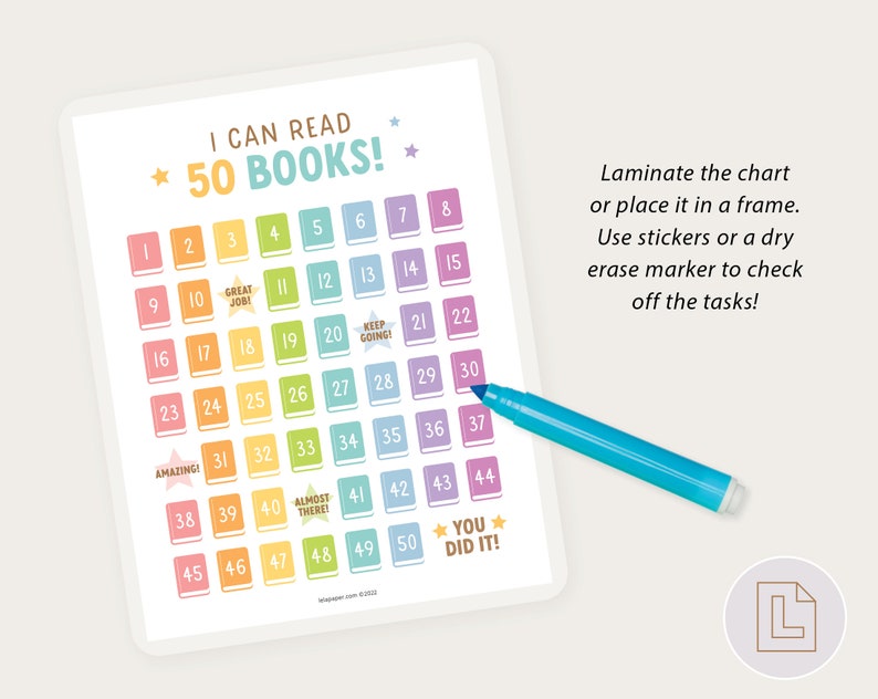 Book Reading Chart for Kids | Reading Log Tracker | 50 100 Books ...