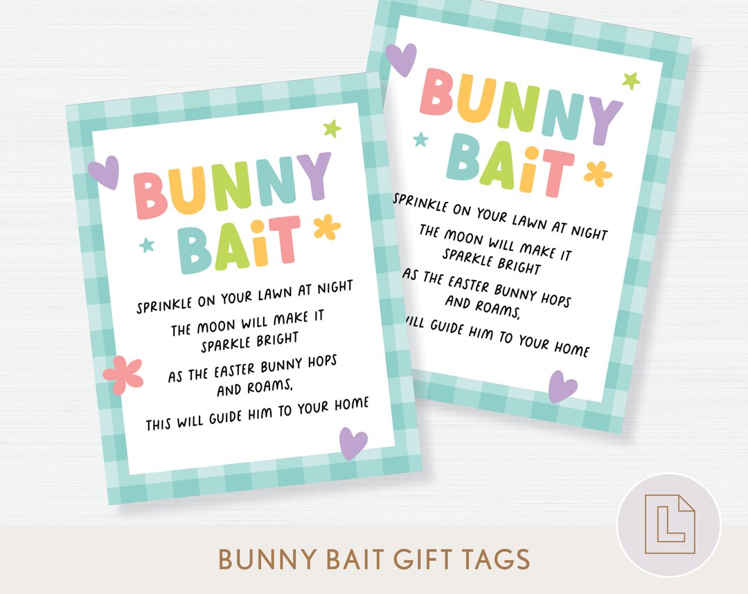 Easter Bunny Bait Treat Favor Tags Printable, Easter Activity for Kids ...