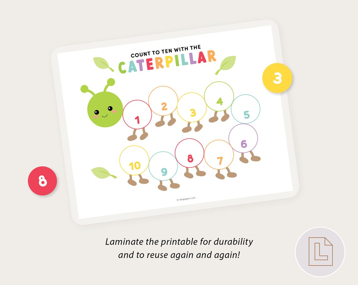 Counting to Ten Caterpillar Activity Printable Learn to - Etsy