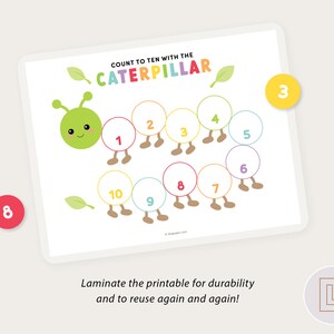Counting to Ten Caterpillar Activity Printable, Learn to Count, Numbers ...
