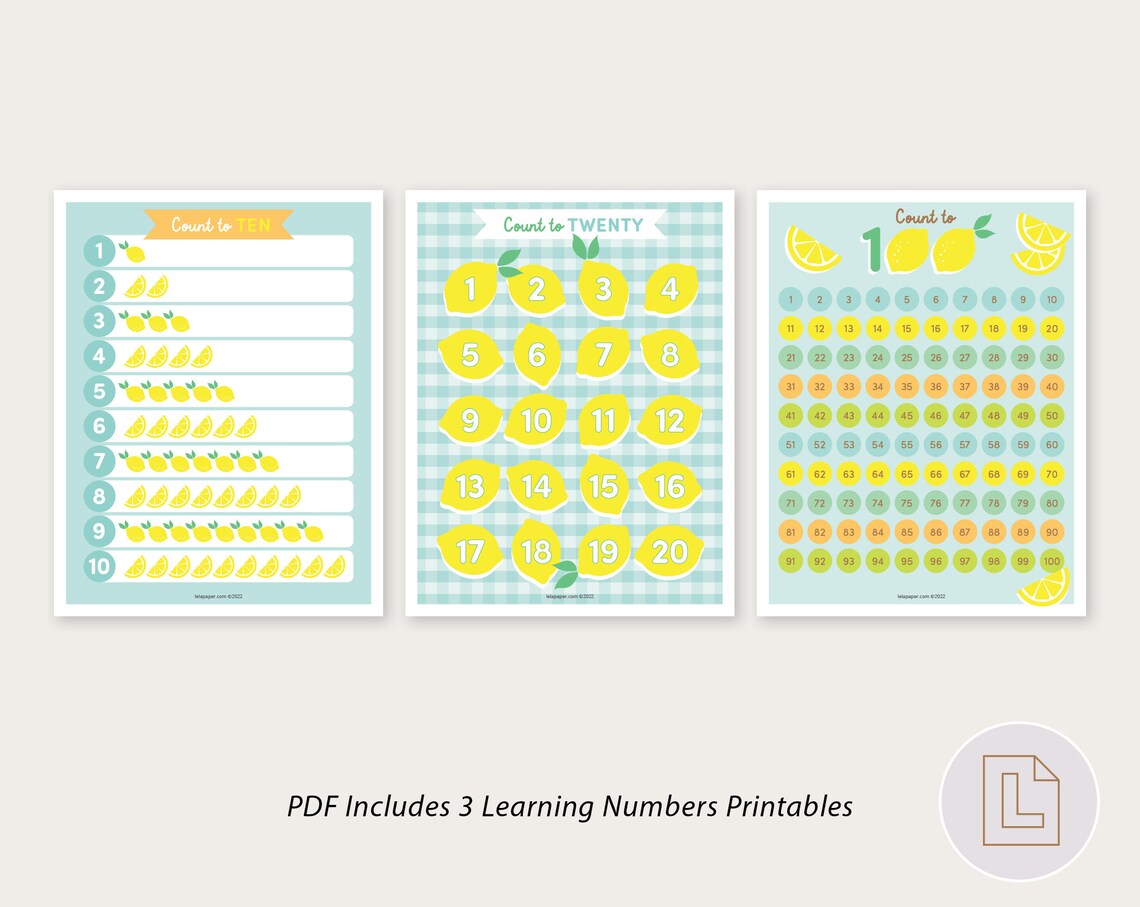 Counting Numbers Learning Printable 10, 20, 100, Learning Binder ...