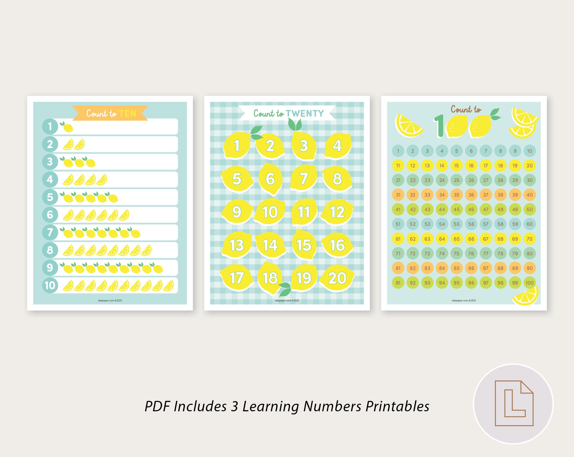 Counting Numbers Learning Printable 10, 20, 100, Learning Binder ...
