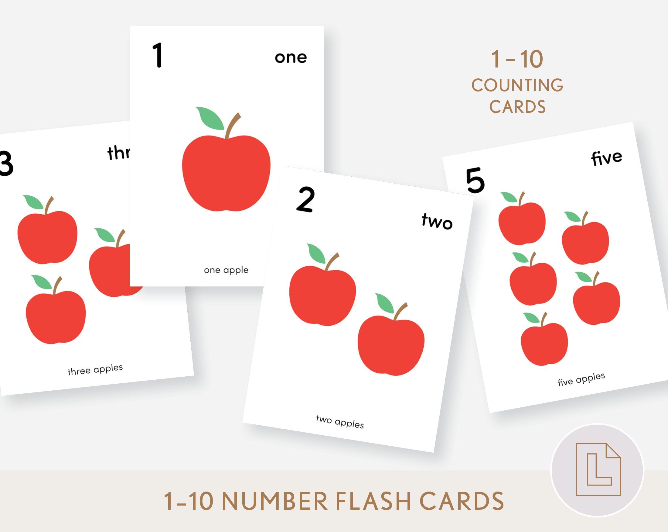Preschool Counting Flash Cards | Toddler Number Flashcards | Early Math ...