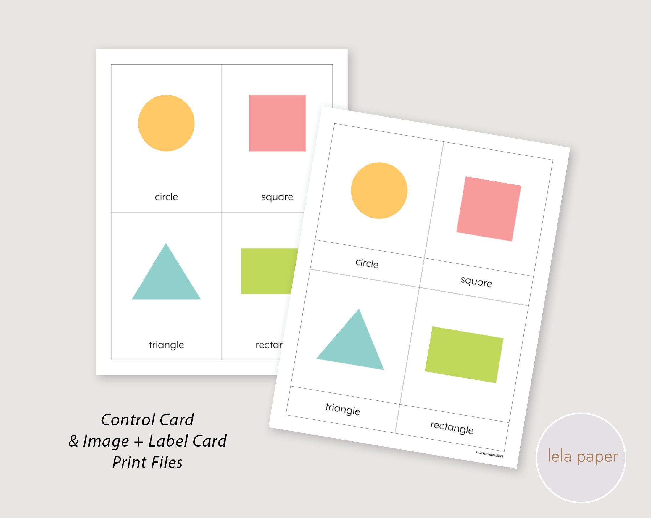 Basic Shapes Minimalist Flash Cards Printable | Montessori Three Part ...