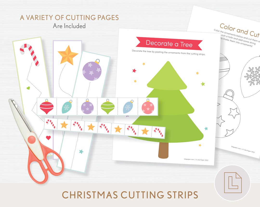 Christmas Winter Cutting Practice Strips Bundle | Scissor Practice ...