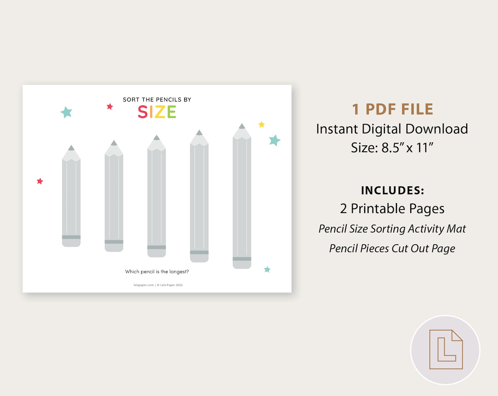 Pencil Size Sorting Activity Printable Comparing Size Busy - Etsy