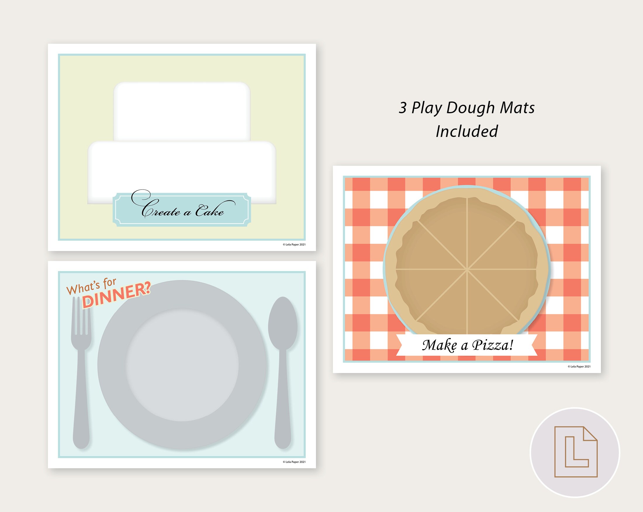 Play Dough Activity Mat | Play Dough Kit Mat | Printable Food Play ...
