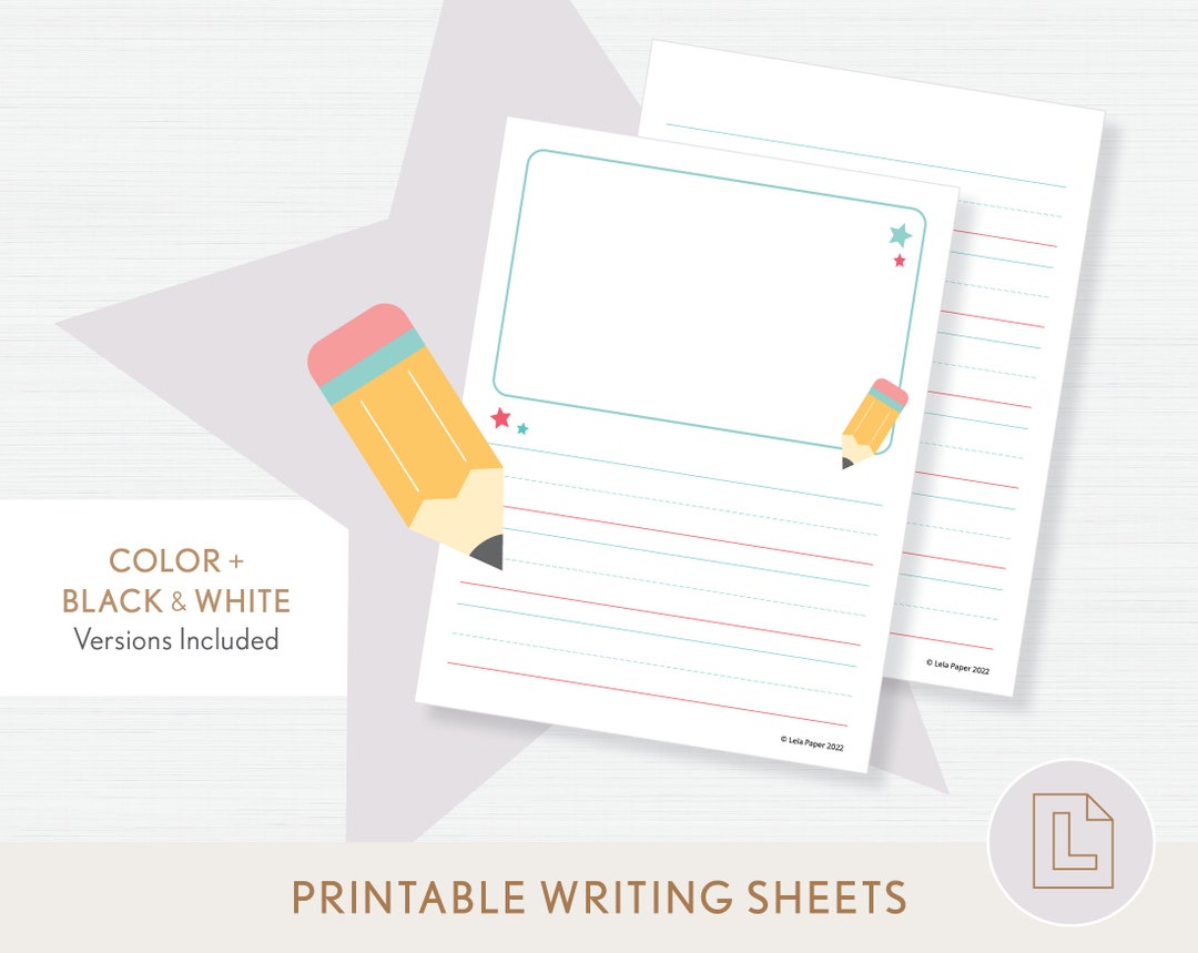 Primary Large Lined Writing Sheets Printable | Preschool Kindergarten ...