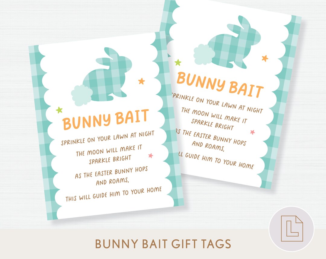 Easter Bunny Bait Treat Tags Printable Blue, Easter Party Favor Tags ...