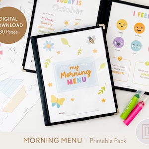 Morning Menu Printable Pack | Homeschool Preschool Menu Bundle ...