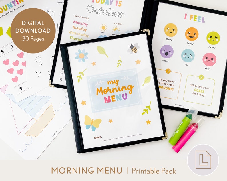 Morning Menu Printable Pack | Homeschool Preschool Menu Bundle ...