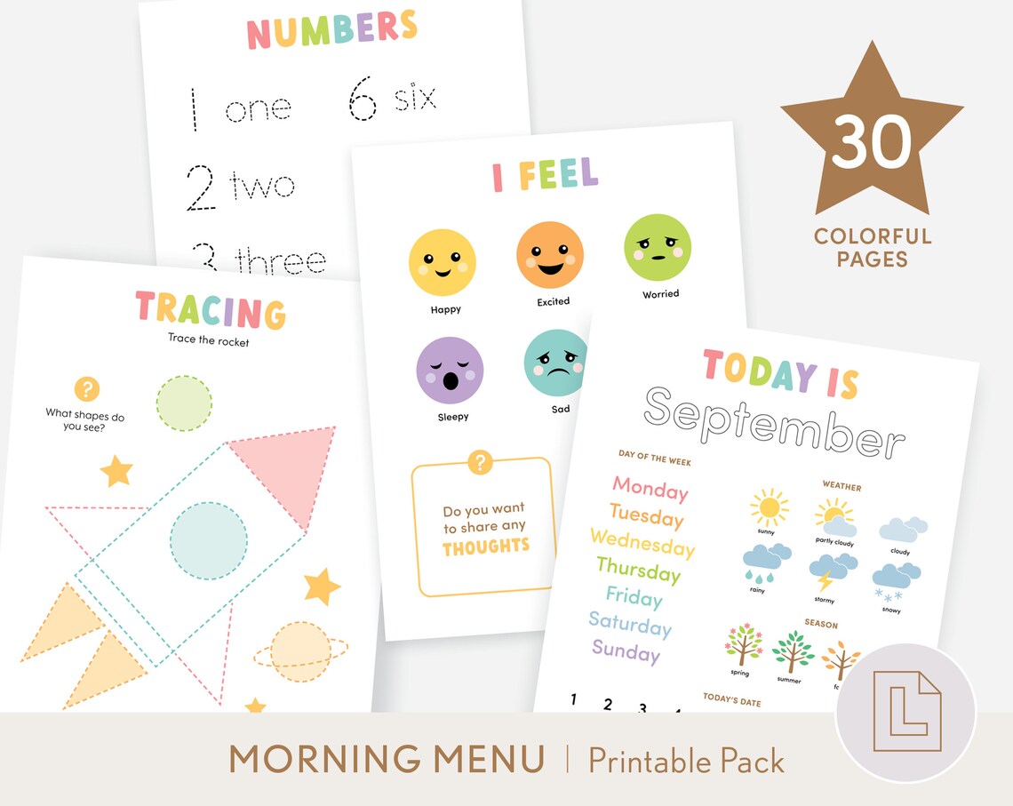 Morning Menu Printable Pack Morning Menu Bundle Morning - Etsy