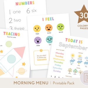 Morning Menu Printable Pack | Morning Menu Bundle | Morning Time Basket ...