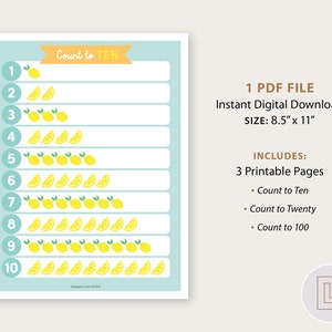 Counting Numbers Learning Printable 10, 20, 100, Learning Binder ...
