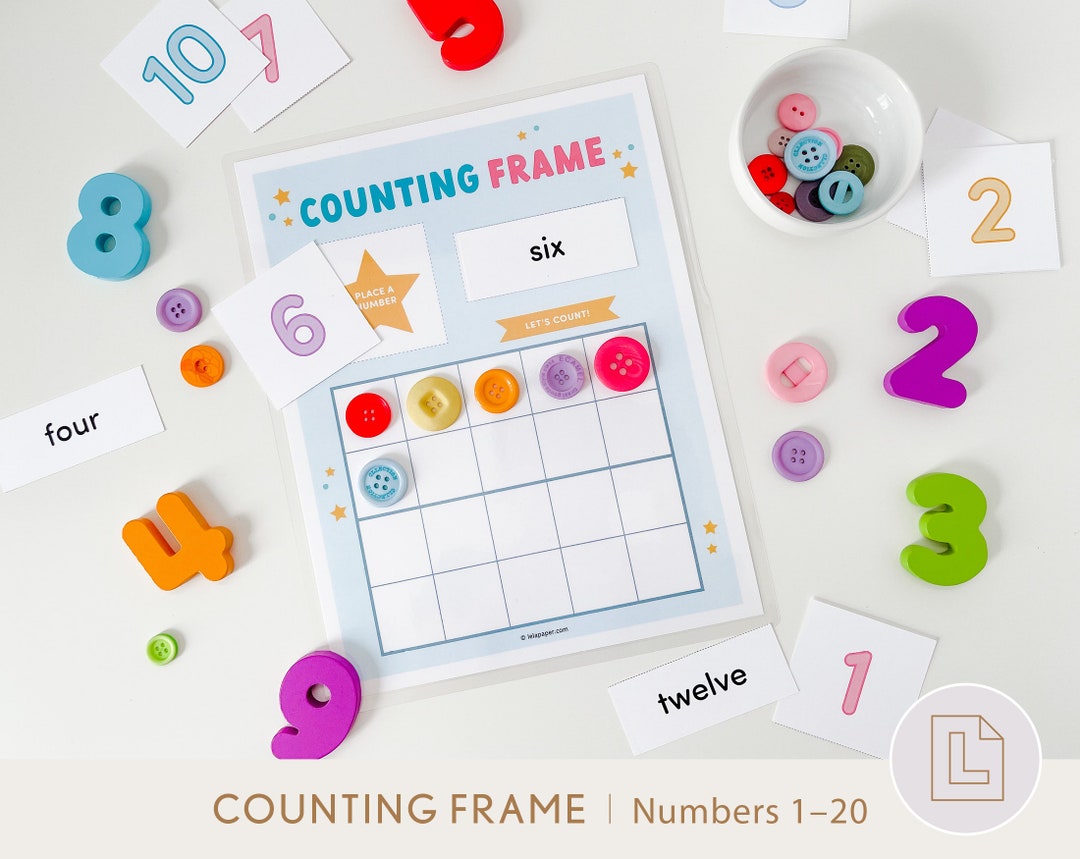 Kids Counting Number Frame Mat Printable | Ten Twenty Frame Board ...