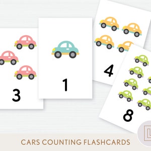 Counting Cars Flashcards Printable | Digital Learning Flash Cards ...