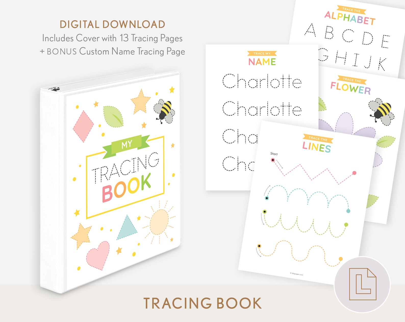 Prewriting Tracing Practice Book | Custom Name Tracing | Pre-writing ...