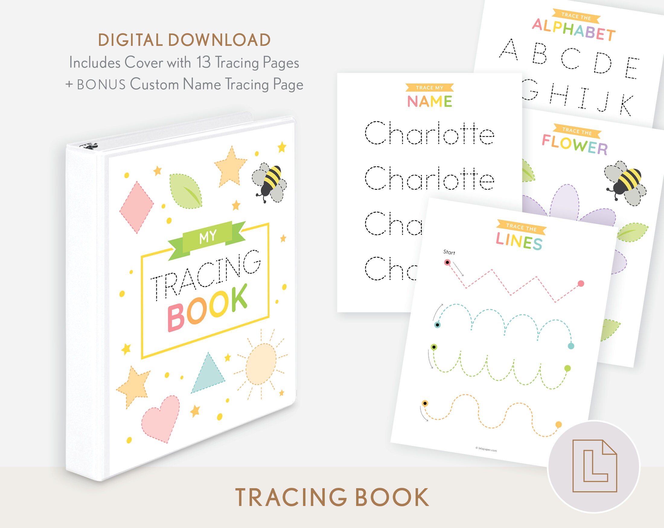 Prewriting Tracing Practice Book | Custom Name Tracing | Pre-writing ...