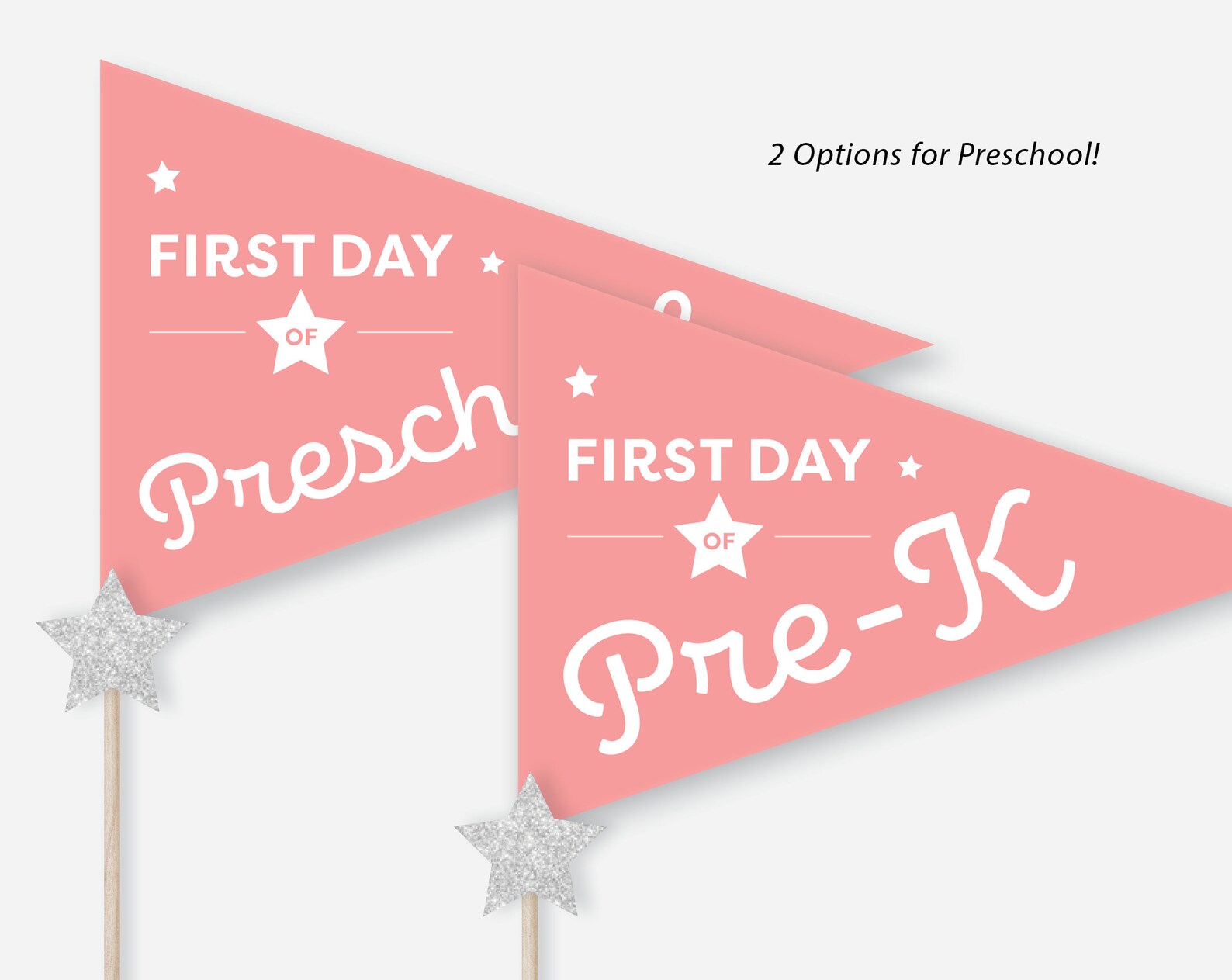 First Day of School Pennant Flags Printable Sign | Prek Preschool ...