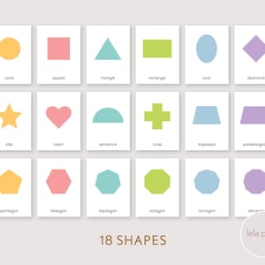 Basic Shapes Minimalist Flash Cards Printable | Montessori Three Part ...
