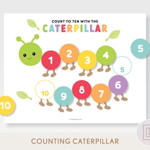 Counting to Ten Caterpillar Activity Printable, Learn to Count, Numbers ...