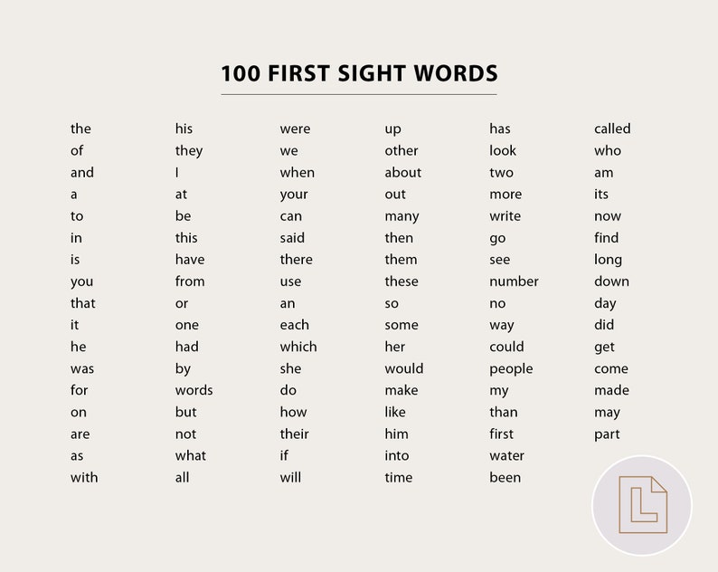 Fry's First 100 Sight Words Flashcards | High Frequency Words Cards ...