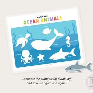 Ocean Animals Matching Activity Printable, Under the Sea Whale Shark ...