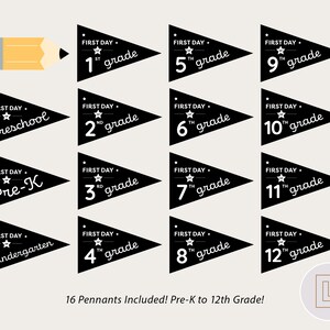 First Day of School Pennant Flags Printable Sign | Prek Preschool ...