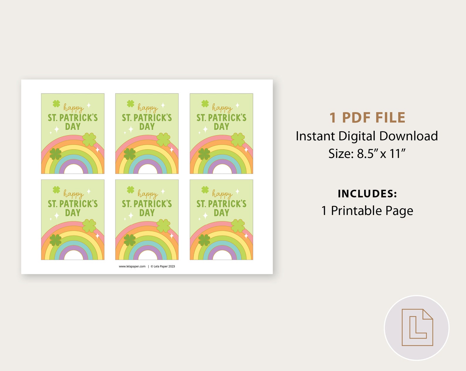 St. Patrick's Day Kids Gift Tags Classroom School Rainbow Shamrock Card ...