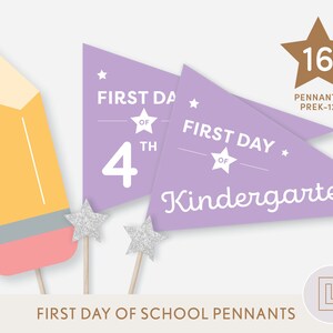First Day of School Pennant Flags Printable | 2022 Prek Preschool ...