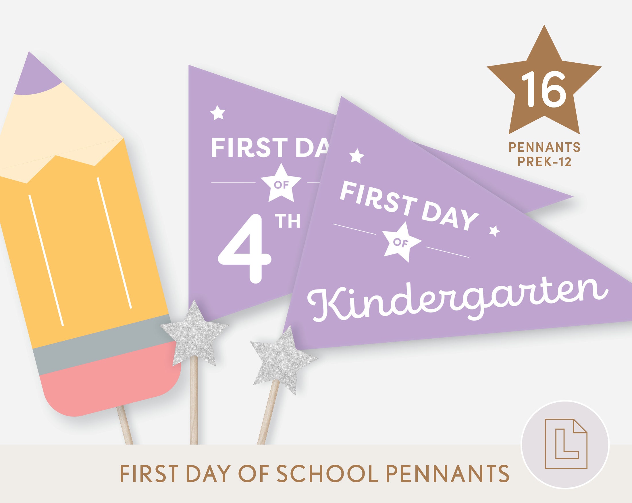 First Day of School Pennant Flags Printable | 2022 Prek Preschool ...