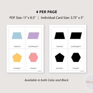 Basic Shapes Minimalist Flash Cards Printable | Montessori Three Part ...