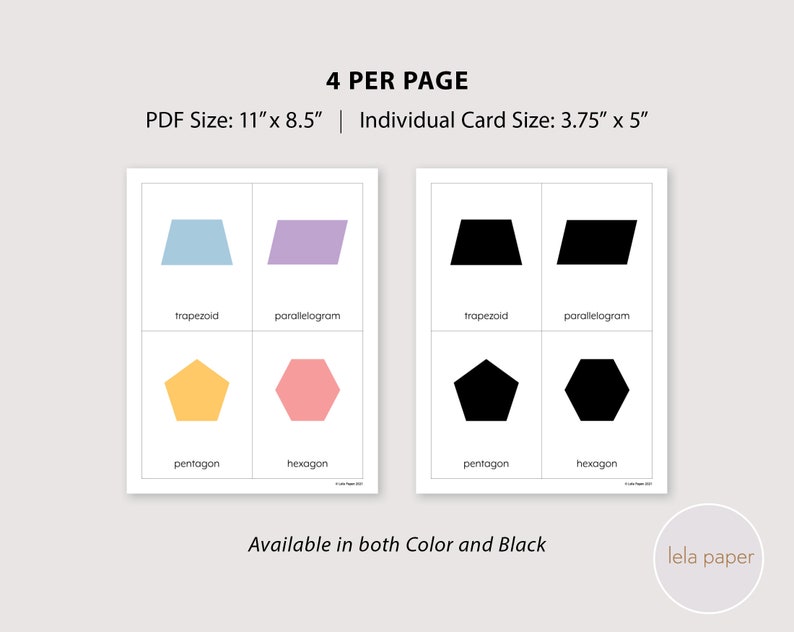 Basic Shapes Minimalist Flash Cards Printable | Montessori Three Part ...