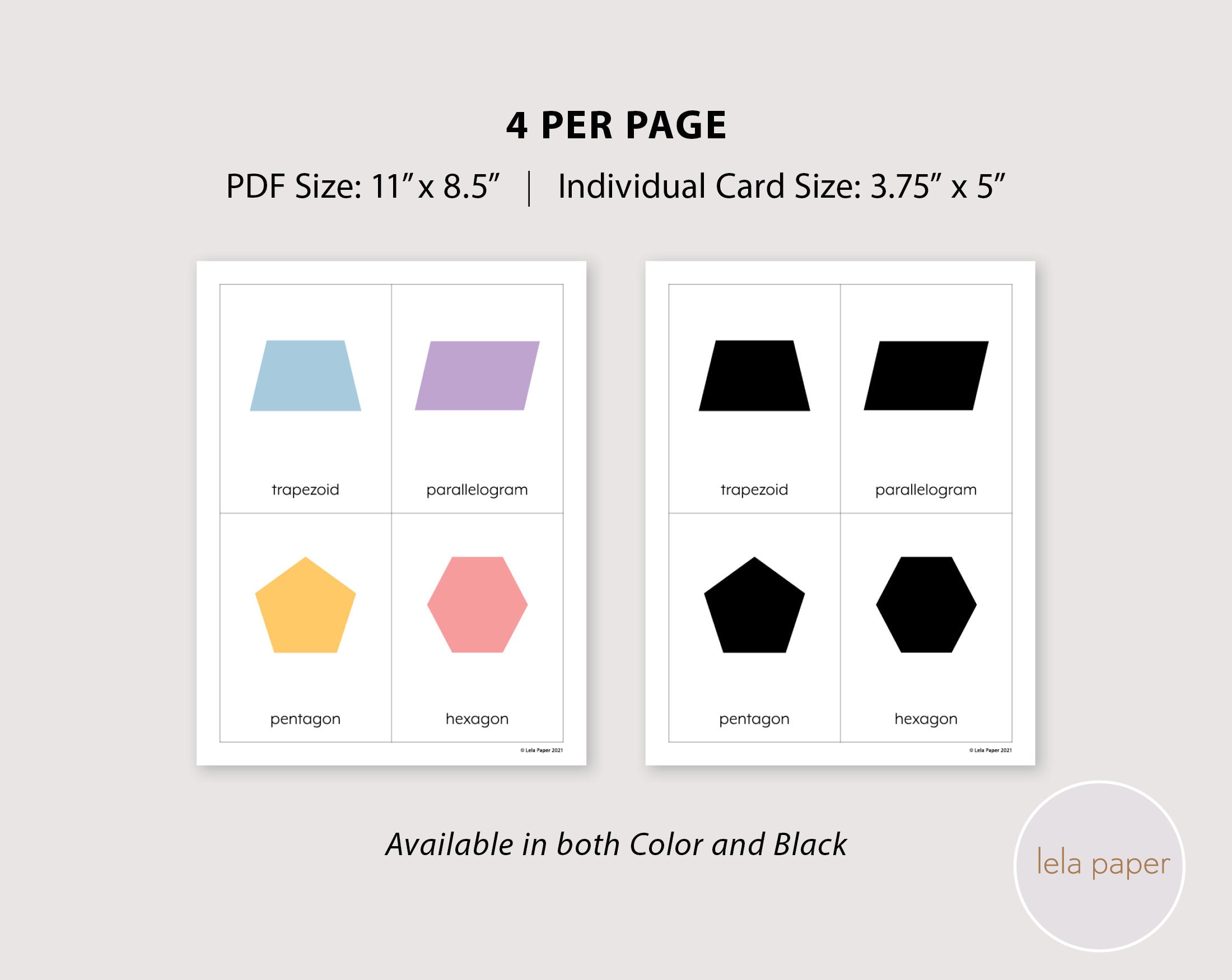 Basic Shapes Minimalist Flash Cards Printable Montessori - Etsy