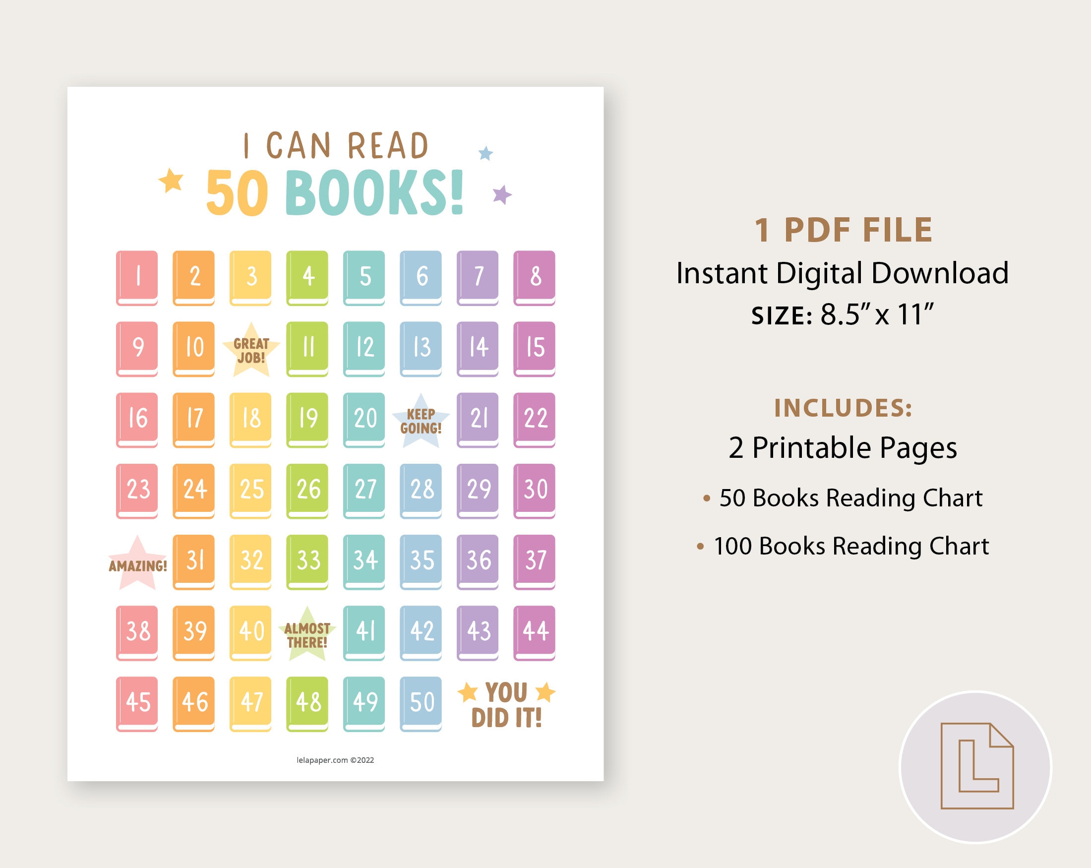 Book Reading Chart for Kids | Reading Log Tracker | 50 100 Books ...