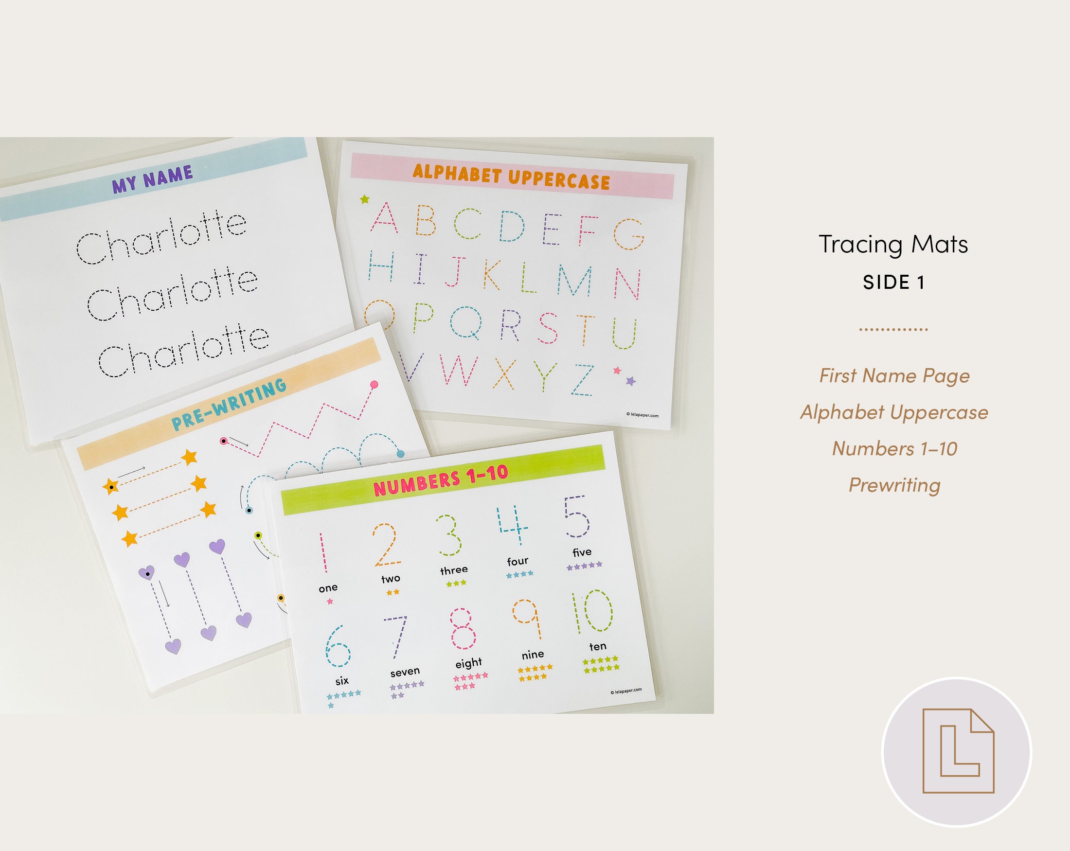 Tracing Mats Set, Personalized Custom Name Mats, Writing Prewriting ...