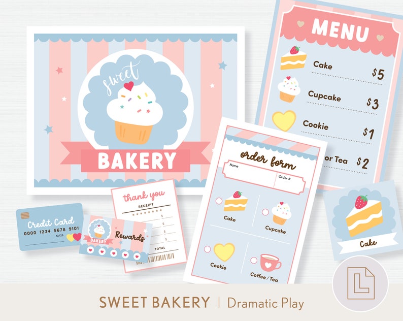 Sweet Bakery Dramatic Play Printable Baker Pretend Play Cupcake Dessert ...