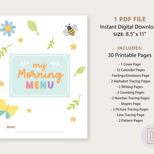 Morning Menu Printable Pack | Morning Menu Bundle | Morning Time Basket ...