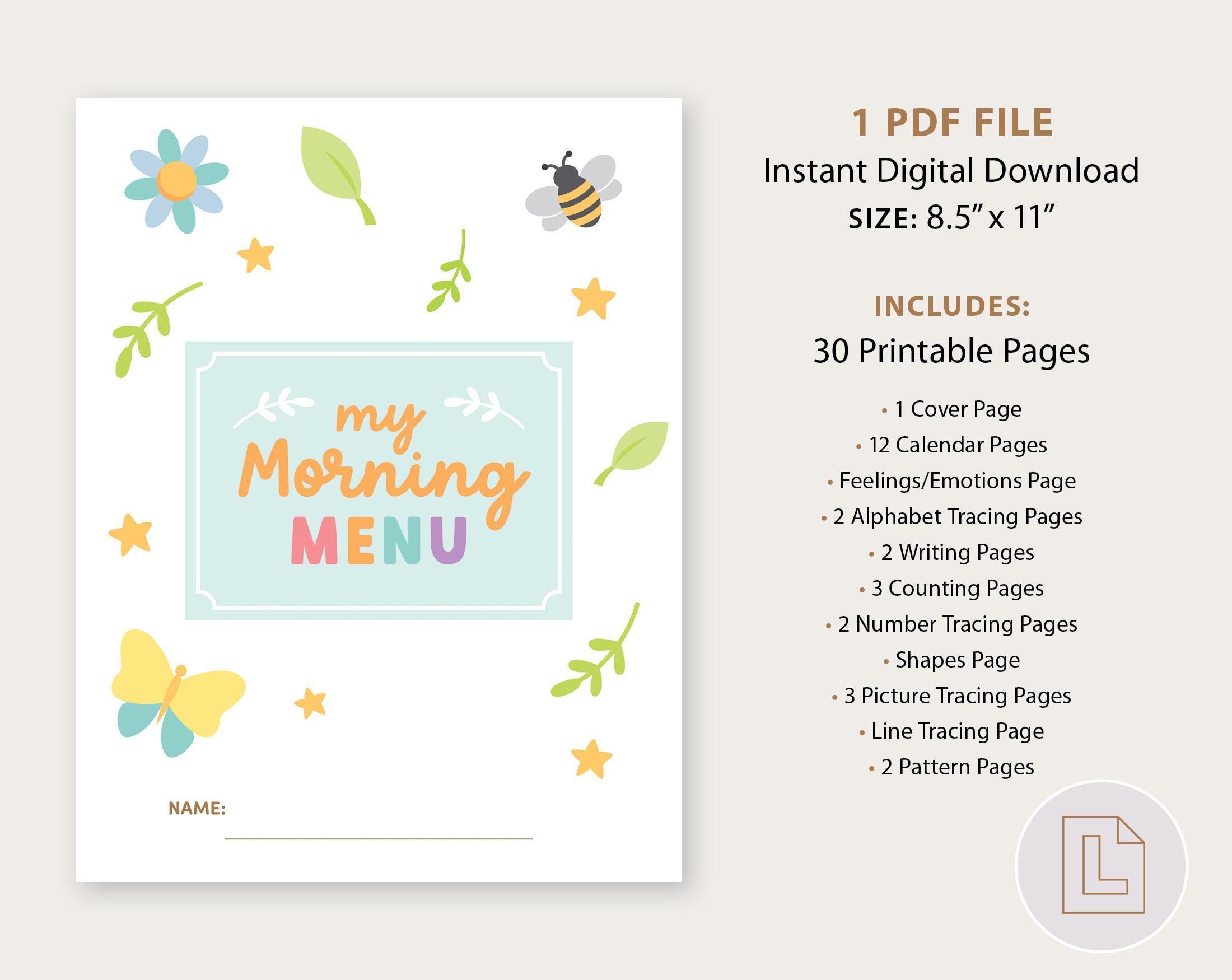 Morning Menu Printable Pack | Morning Menu Bundle | Morning Time Basket ...