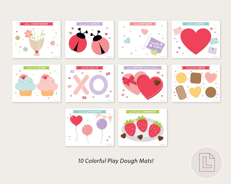 Valentine's Day Play Dough Mats Printable | Playdough Activity | Hearts ...