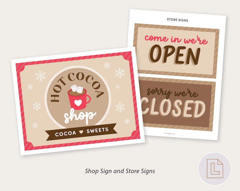 Hot Cocoa Shop Dramatic Play Printable Hot Chocolate Cafe Pretend Play