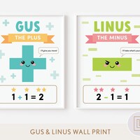 Addition Subtraction Anchor Chart: Gus & Linus Classroom Poster ...