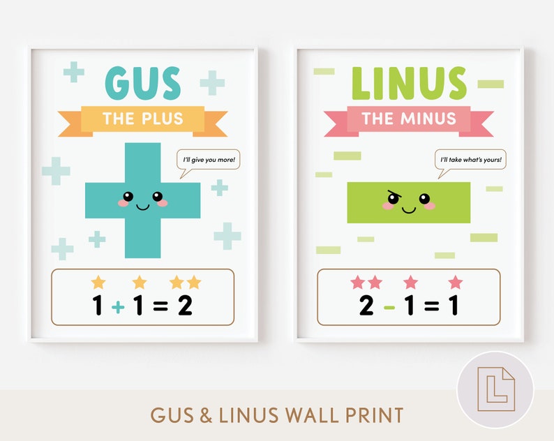 Gus the Plus Linus the Minus Wall Art Poster Printable | Kids ...