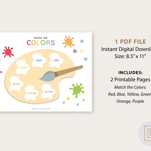 Color Matching Activity Printable | Learning Colors Busy Book Page ...