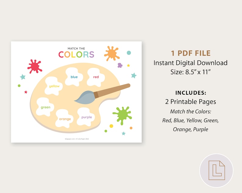 Color Matching Activity Printable Learning Colors Busy Book Page ...
