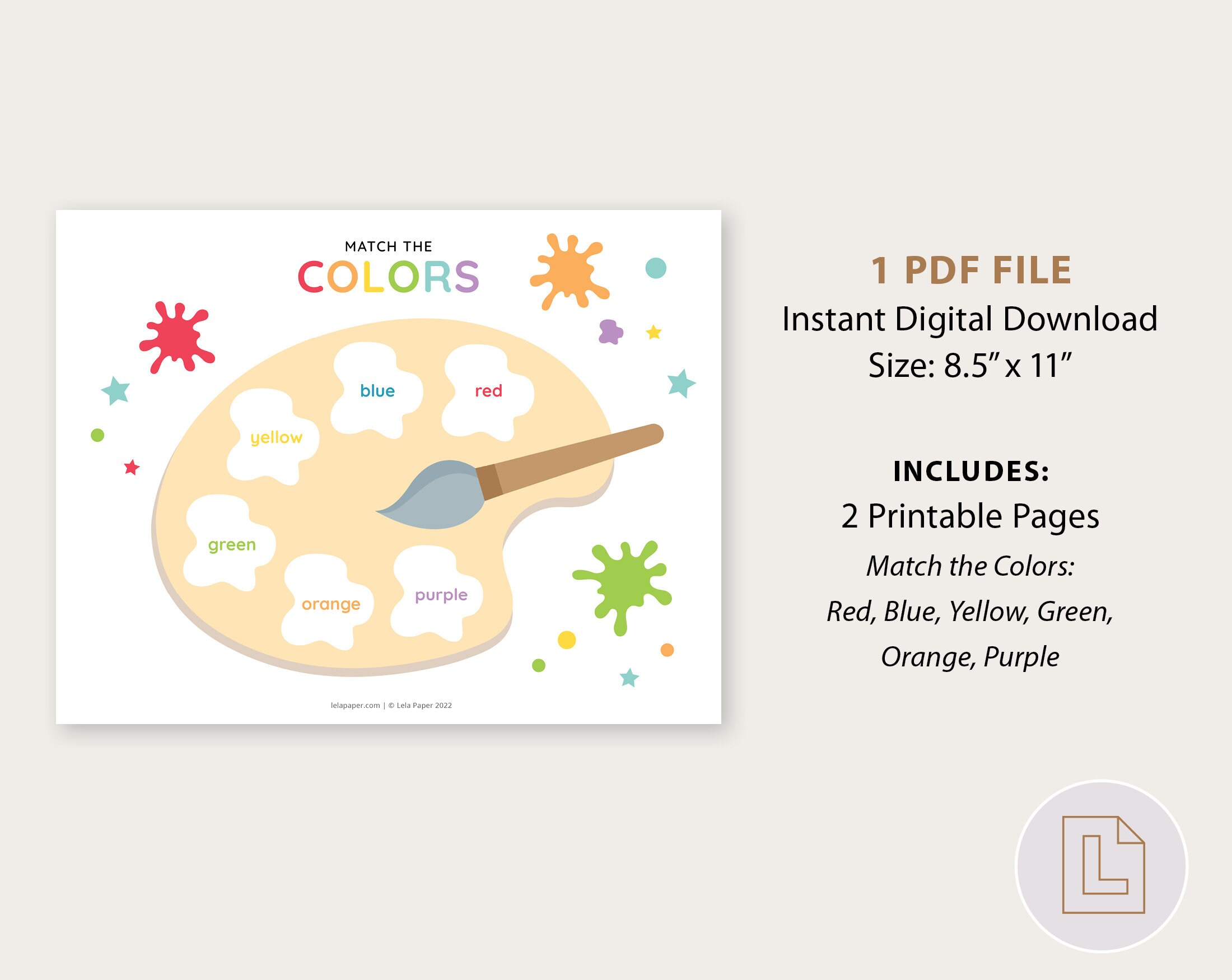Color Matching Activity Printable Learning Colors Busy Book Page ...