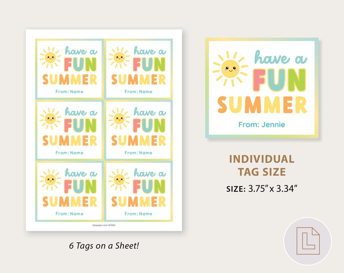 Editable End of School Year Tags Class Summer Gift Tags Printable ...